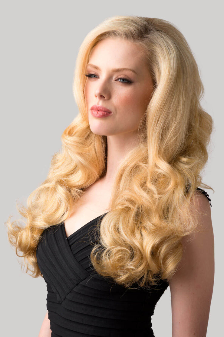 Curly blonde half wig hairpiece extension (3/4 wig), long: Meana ...