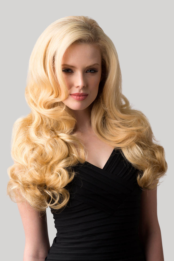 Curly blonde half wig hairpiece extension (3/4 wig), long: Meana ...