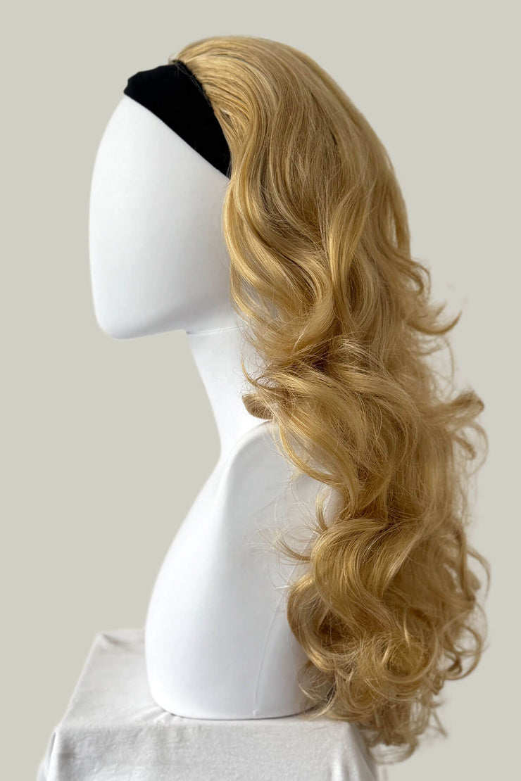 Curly blonde half wig hairpiece extension (3/4 wig), long: Meana ...