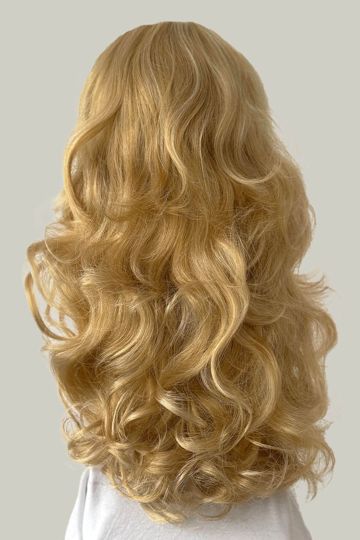 Curly blonde half wig hairpiece extension (3/4 wig), long: Meana ...