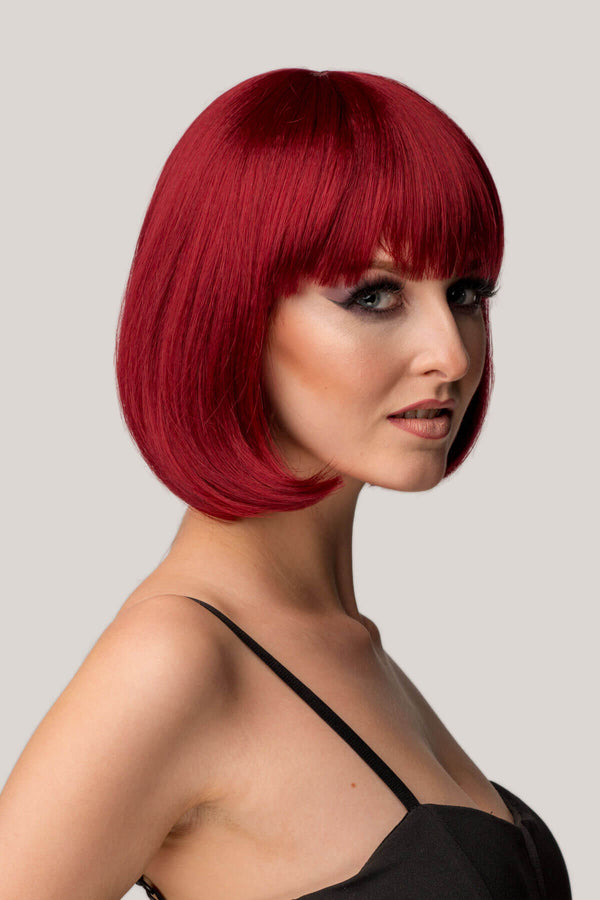 Red inverted bob wig, short and chic: Flavia – cherry red #39
