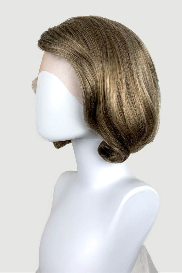 Dark golden wig, lace front, rockabilly style with victory rolls ...