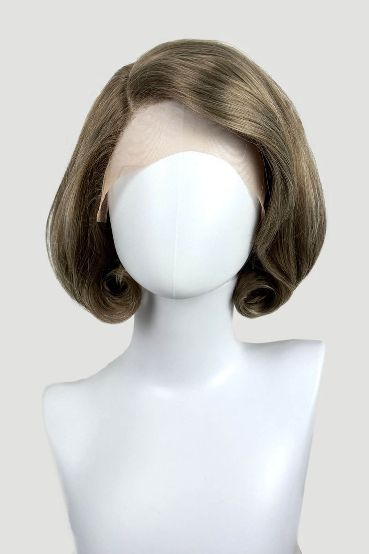Dark golden wig, lace front, rockabilly style with victory rolls ...